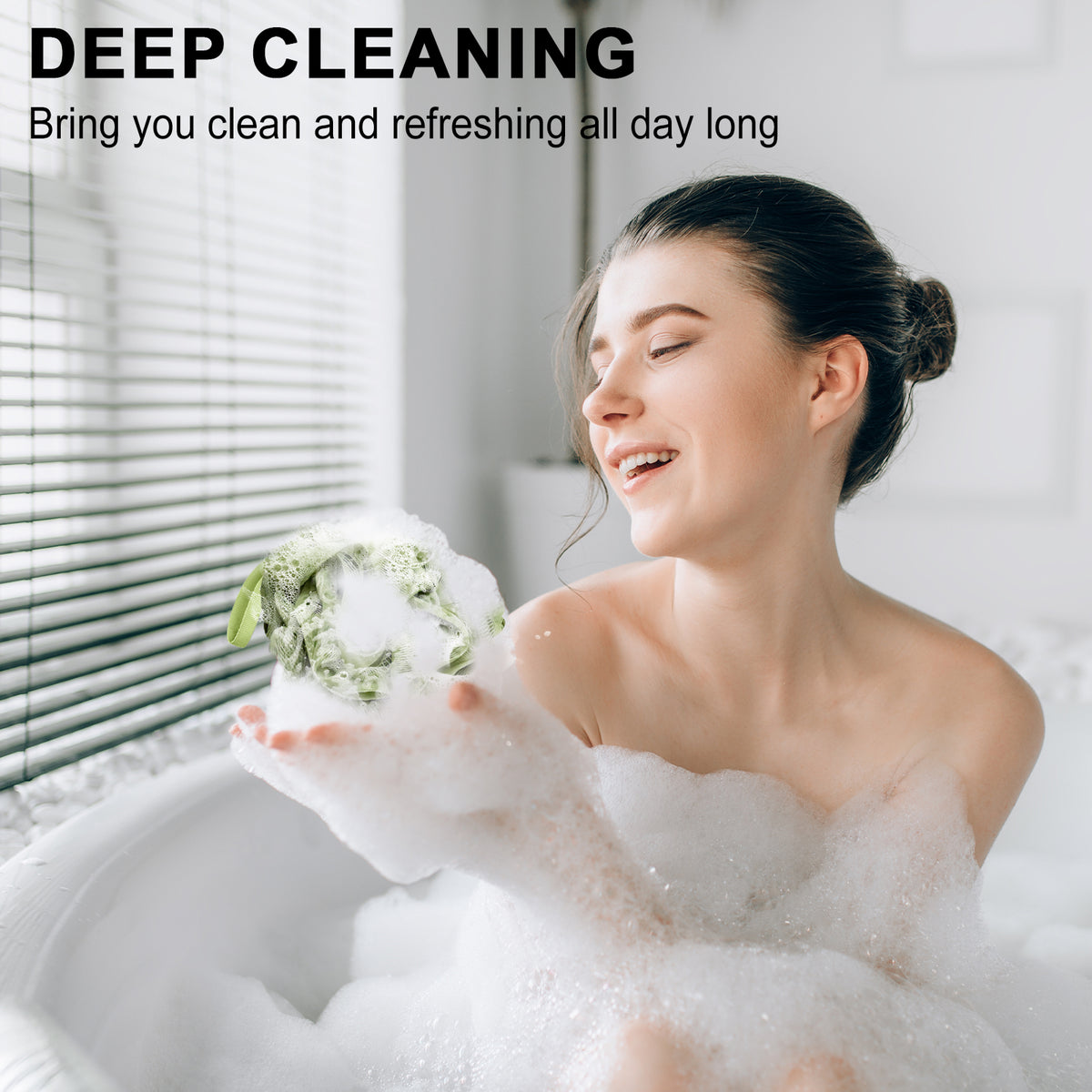 Metene Shower Loofah Sponge 4 Pack, Body Wash Scrubber Exfoliator Loof