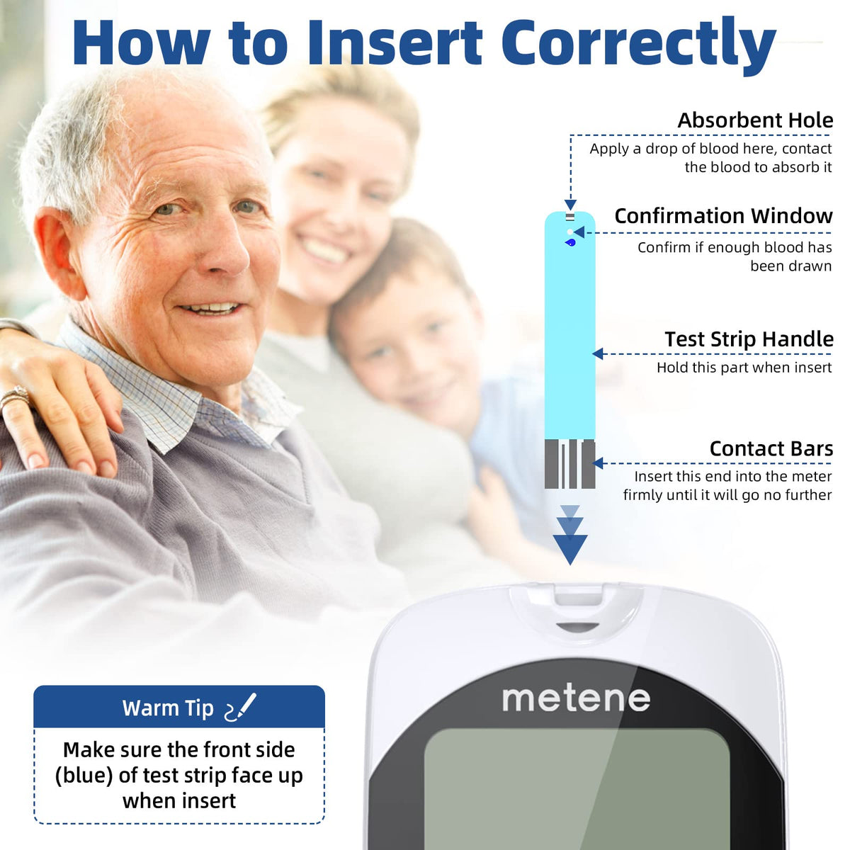 Metene TD-4116 Blood Glucose Test Strips, 300 Count Test Strips for Di