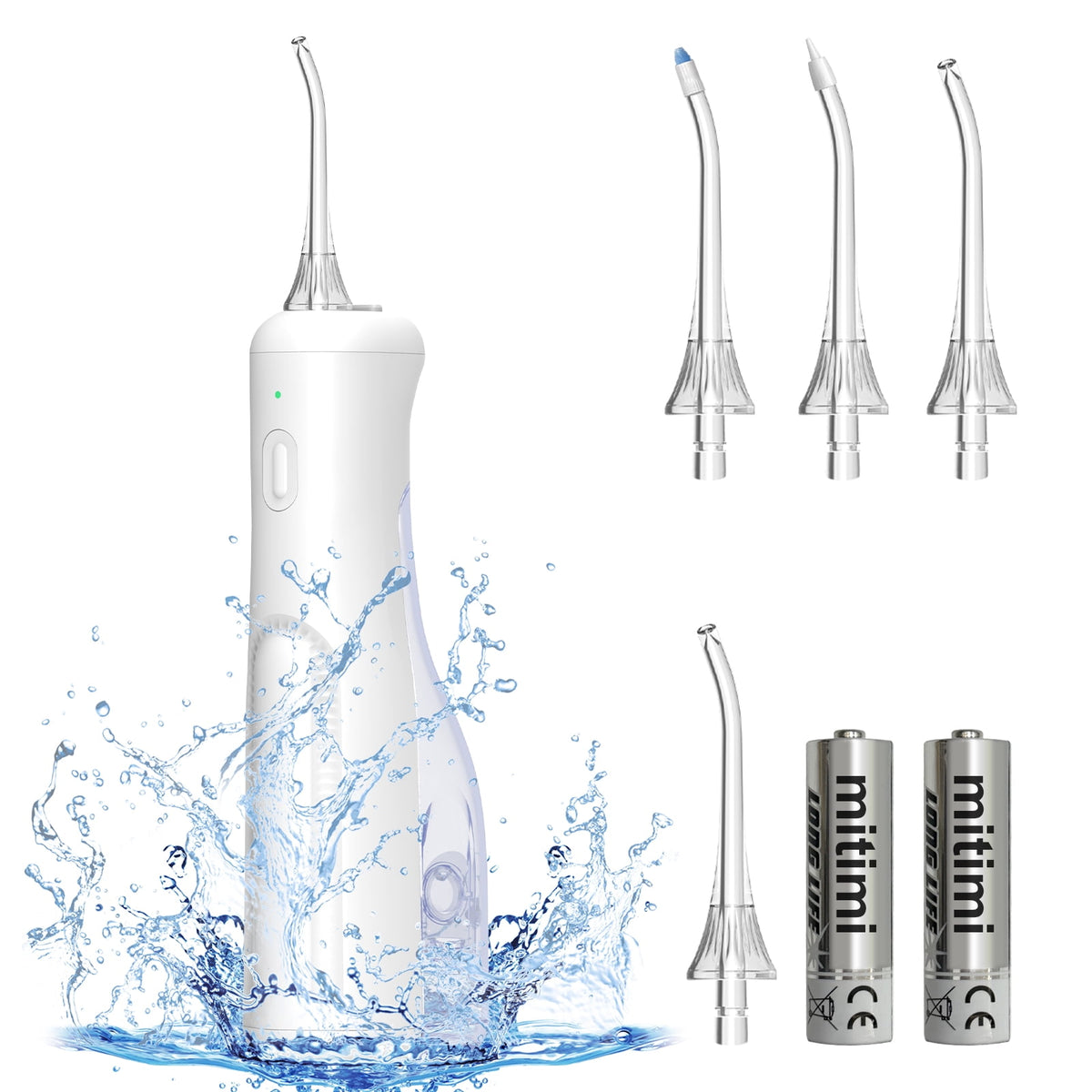Mitimi Portable Cordless Water Flosser with 5 Jet Tips, Battery Operat ...