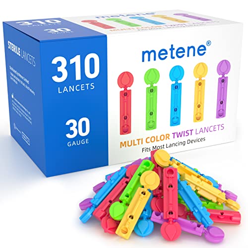 Metene Twist Top Lancets for Lancing Devices, 310 Count, 30 Gauge Ster