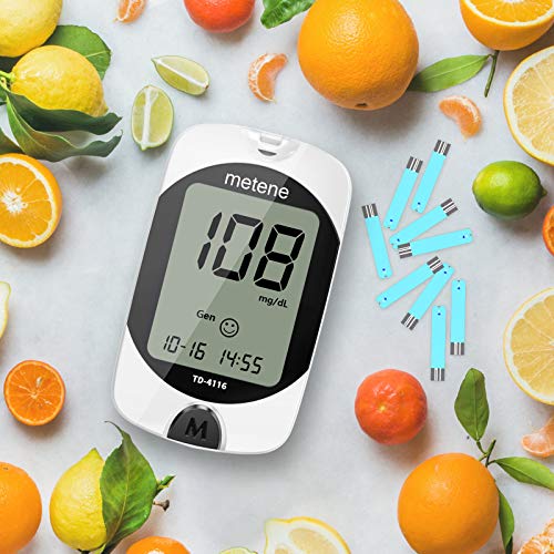 Metene TD-4116 Blood Glucose Monitor Kit, 100 Glucometer Strips, 100 L